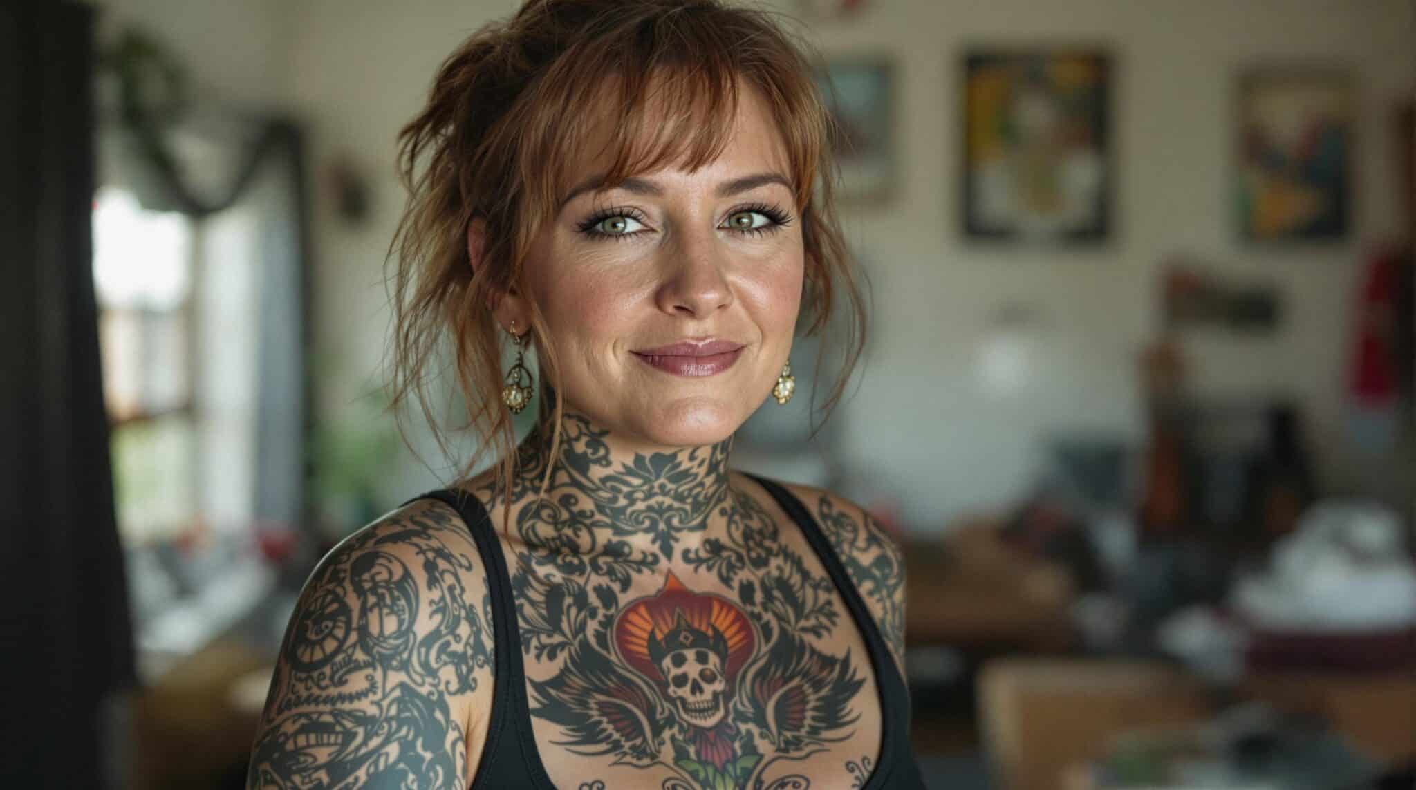 Les tatouages mystérieux de Julia Gnuse, la femme la plus tatouée au ...