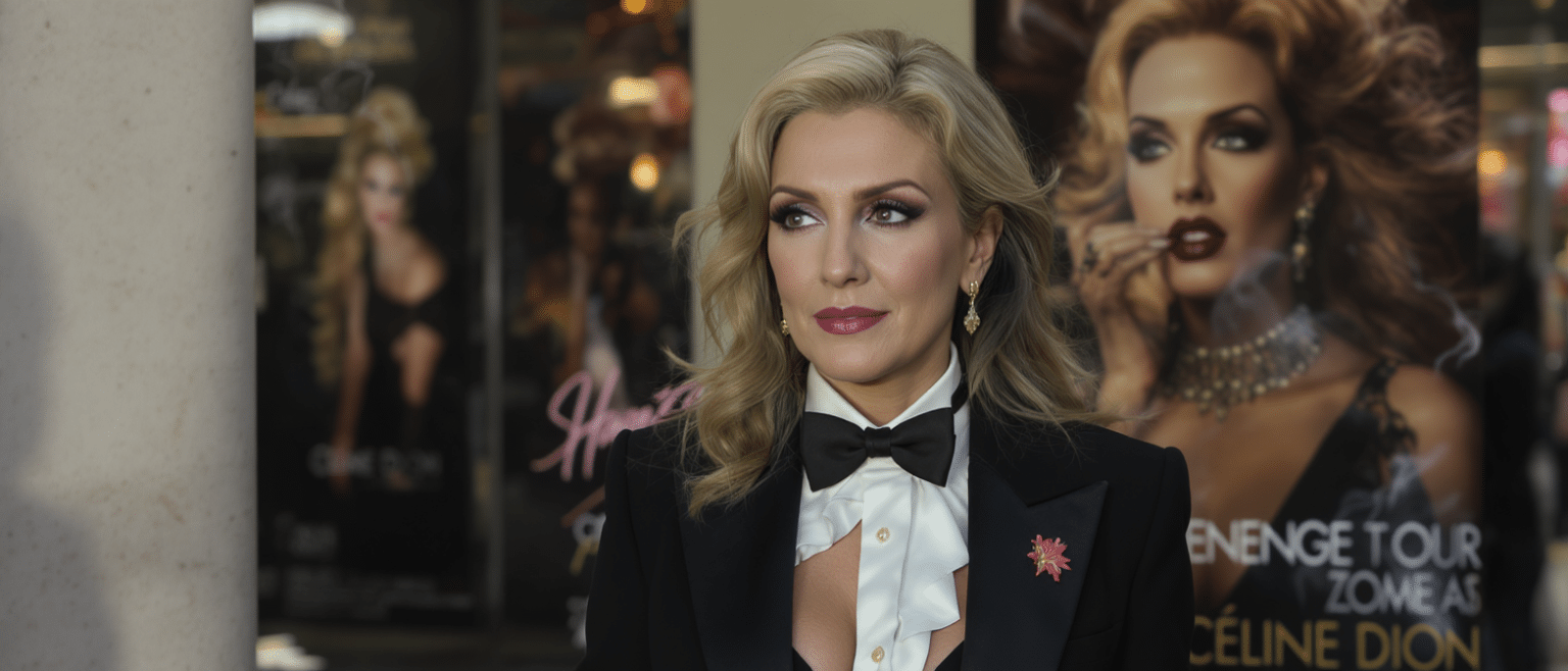 Céline Dion fait sensation : smoking élégant et robe de gala illuminent ...